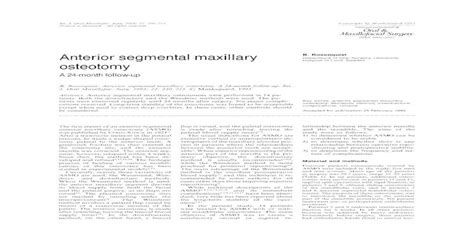 Anterior Segmental Maxillary Osteotomy