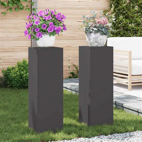 Soporte De Plantas 2 Pcs Negro 24 X 24 X 75 Cm Acero Leroy Merlin