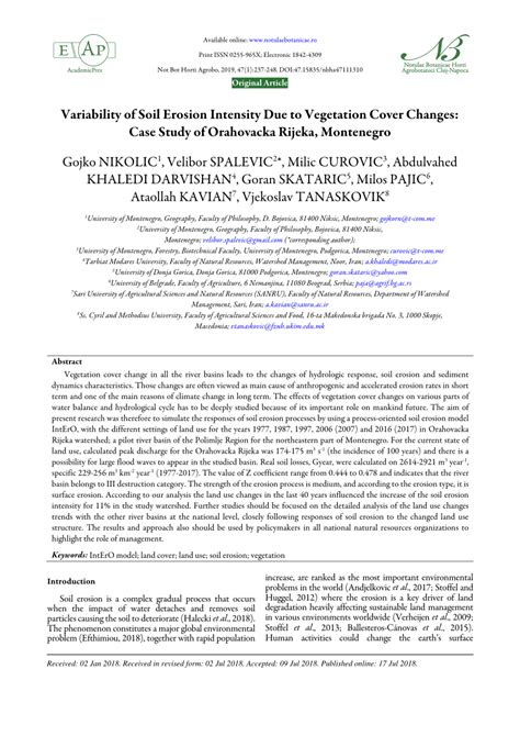 PDF Variability Of Soil Erosion Intensity Due To Vegetation Cover Changes Case Study Of