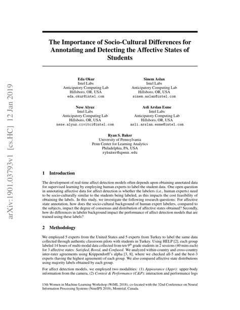 Pdf The Importance Of Socio Cultural Differences For Annotating And Detecting The Affective