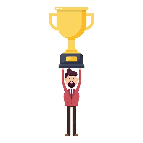 Premium Vector Businessman Holding Winner Trophy Illustration