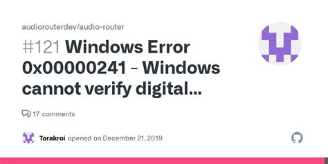 windows error 0x00000241 windows cannot verify digital signature