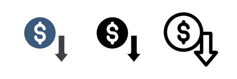 Dollar With Arrow Down Icon Representing Rate Decrease Price Drop Or