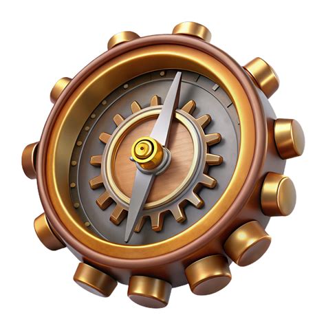 Dramatic Vintage Steampunk Compass With Rotating Gears And A Detailed
