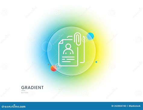 Interview Documents Line Icon Cv File Attachment Sign Gradient Blur Button Vector Stock