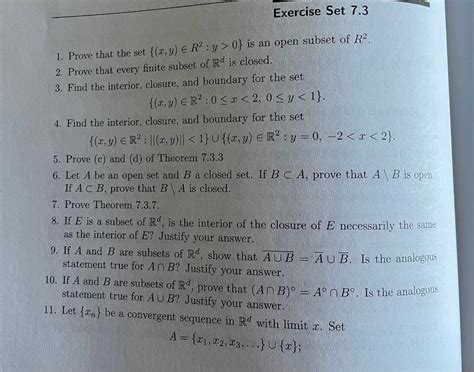 Solved Exercise Set 73 1 Prove That The Set Xy €