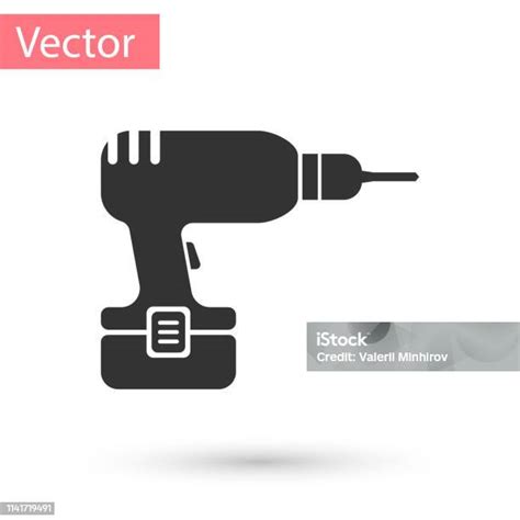 회색 드릴 기계 아이콘 흰색 배경에 고립입니다 벡터 일러스트 가정 생활에 대한 스톡 벡터 아트 및 기타 이미지 가정 생활 개념 건설 기계류 Istock