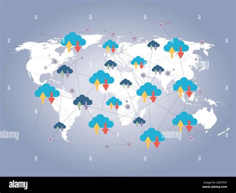 Cloud Computing Concept Database Connection Server Database Drawing Of World Map Background