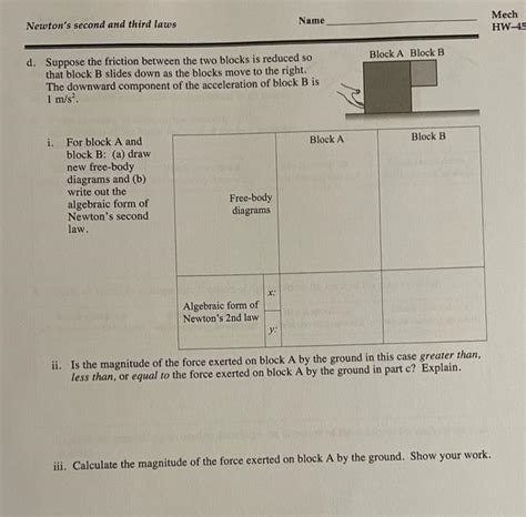 Solved D Suppose The Friction Between The Two Blocks Is