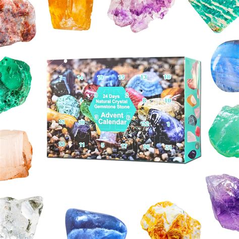 Yuanyuan Advent Calendar Crystals 2022 Christmas Rocks Christmas Countdown Natural Crystal Agate