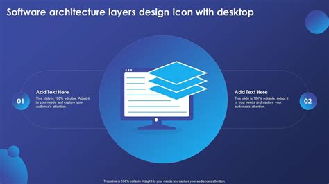 software architecture layers design icon with desktop ppt slide