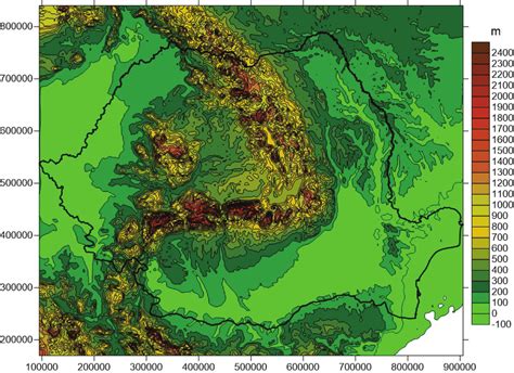 Map Of The Topographic Surface From Etopo 1 Data Download