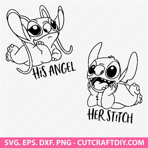 Stitch And Angel Svg Png Dxf Eps Cutting Files For Cricut