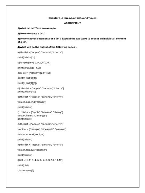 Chapter 4 List And Tuples Pdf