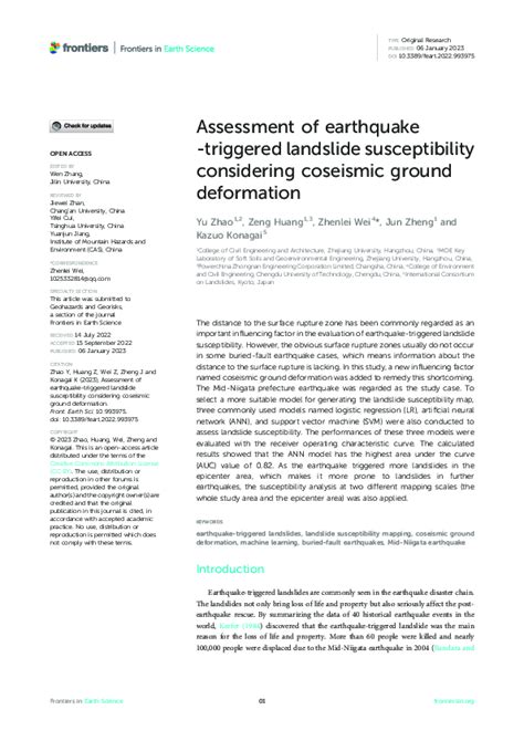 Pdf Assessment Of Earthquake Triggered Landslide Susceptibility Considering Coseismic Ground