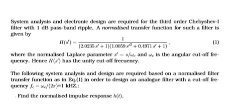 Solved System Analysis And Electronic Design Are Required Chegg Com