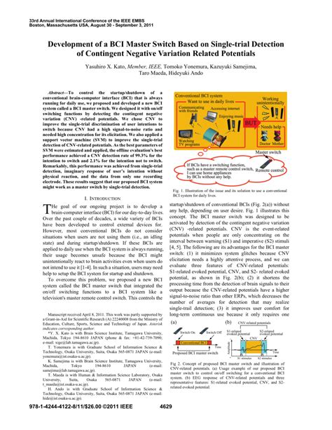Pdf Development Of A Bci Master Switch Based On Single Trial Detection Of Contingent Negative