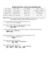 AP Physics DIMENSIONAL ANALYSIS Doc DIMENSIONAL ANALYSIS PROBLEMS Hr Min Min