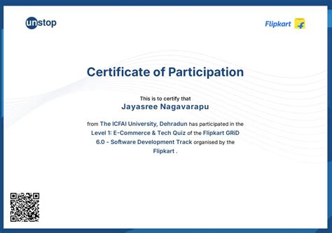 Participated In Flipkart Grid 60 Tech Quiz Nagavarapu Jayasree