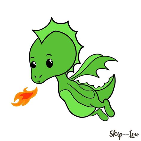 Colored Cute Dragon Drawing Dragon Drawing Cute Easy Cartoon Dragon