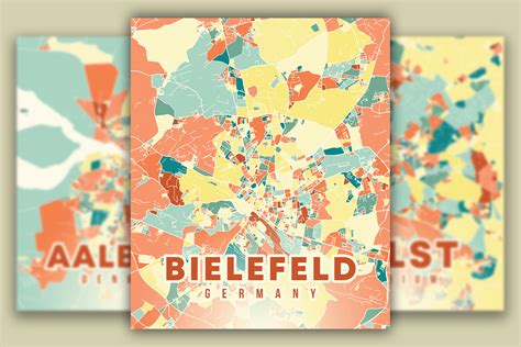 Bielefeld Germany Colorful Poster Map Graphic By Poster Boutique