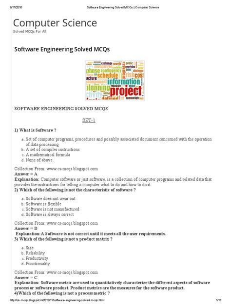 Software Engineering Solved Mcqs Computer Science Pdf Pdf
