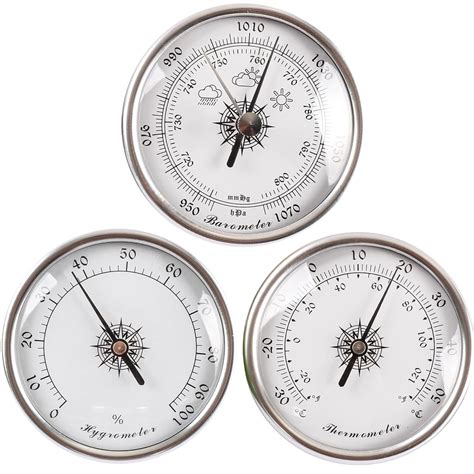 Barometer Thermometer Hygrometer 3 Pcs Analog Weather Station Clock