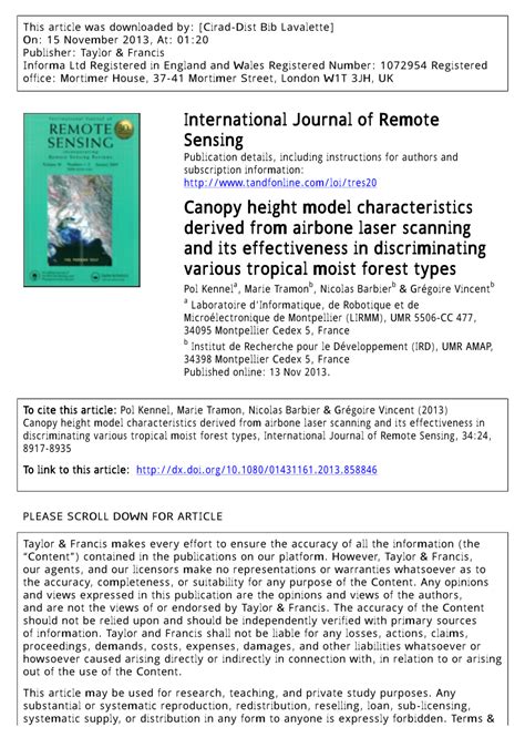 Pdf Canopy Height Model Characteristics Derived From Airbone Laser Scanning And Its