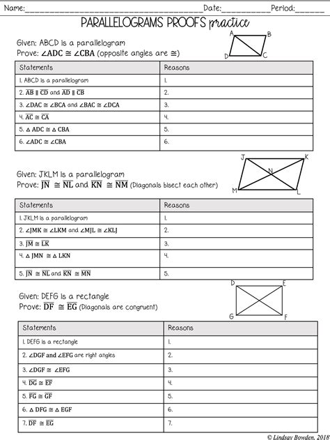 Proofs With Parallelograms Worksheet Proving Parallelograms