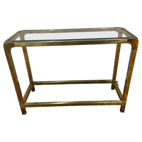 Mastercraft Brass And Glass Console Table At 1stdibs Glass And Brass