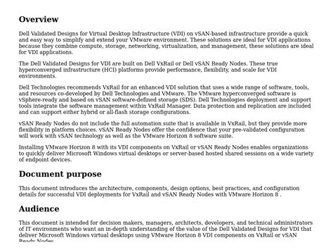 Solution Introduction Vdi Design Guide—vmware Horizon On Vxrail And Vsan Ready Nodes Dell