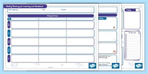 Weekly Planning Template Teacher Made Twinkl