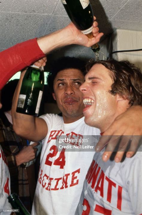 Cincinnati Reds Tony Perez And Will Mcenaney Celebrate Victory Vs New