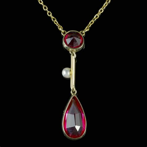 Antique Victorian Ruby Necklace 15 Carat Gold Pearl Circa 1890 At 1stdibs