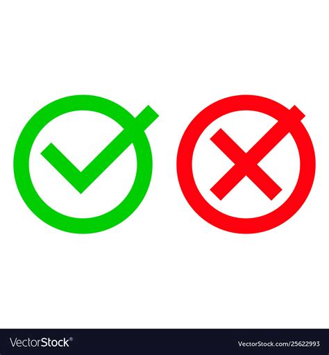 Tick And Red Checkmark Icons For Checkbox Symbols Vector Image