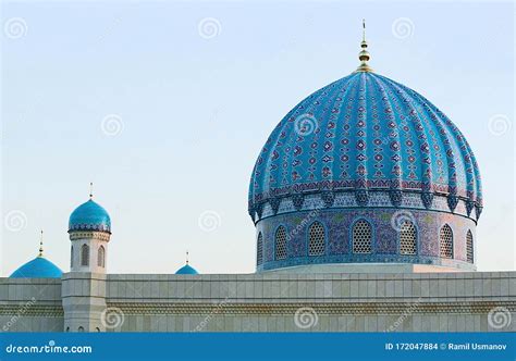 Mosque With Beautiful Domes On Minarets Arabic Architecture Stock