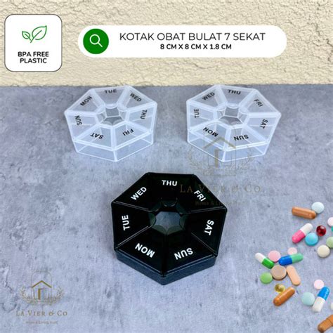 Promo Lavier Kotak Obat Bulat Tempat Obat Harian 7 Sekat Pill Box Hitam Jakarta Barat La