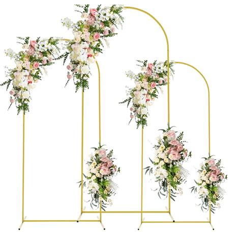 Gold Metal Balloon Arch Stand Backdrop Stand With Base Set Of 3 6ft