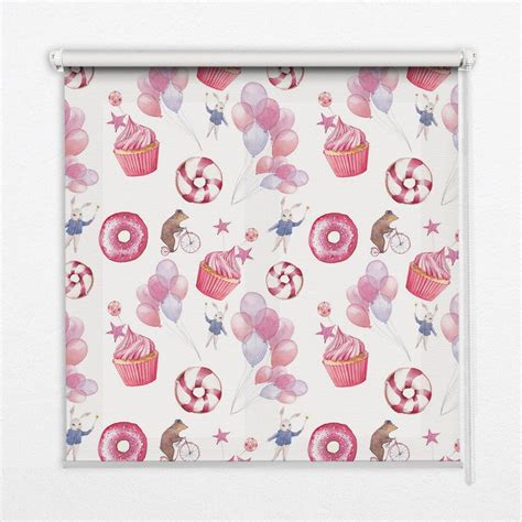 Blinds Light Diffusing And Room Darkening Balloons And Donuts Pink