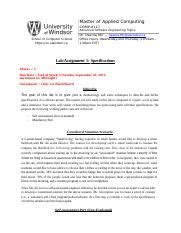 COMP Assignment Lab Specifications Docx Master Of Applied Computing COMP