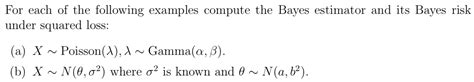solved for each of the following examples compute the bayes