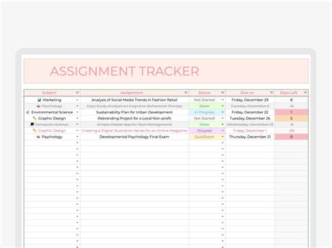 Assignment Tracker Youplanners