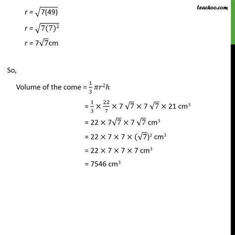 Example The Height And Slant Height Of A Cone Are Cm