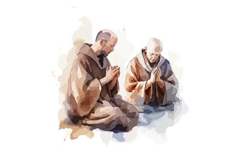 svg watercolor catholic monks praying ve graphic by evoke city