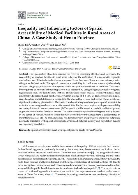 Pdf Inequality And Influencing Factors Of Spatial Accessibility Of