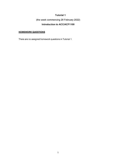 Intro To Financial Accounting Weekly Tutorial Questions Tutorial The Week Commencing