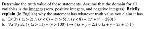 Solved Determine The Truth Value Of These Statements Assume Chegg