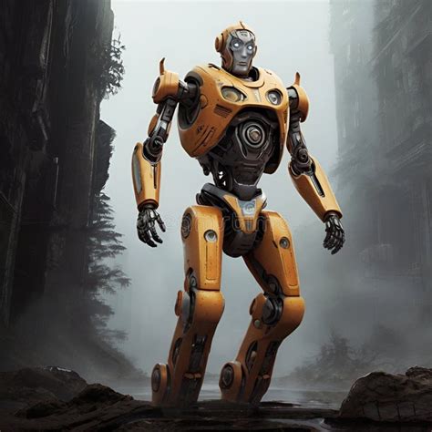 Robot Walking Copy Spacetechnology Concept 3d Illustration Rendering
