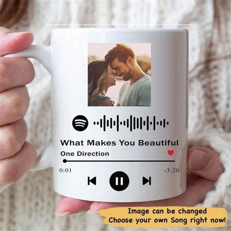 Custom Music Photo Mug With Scannable Spotify Code Personalized T