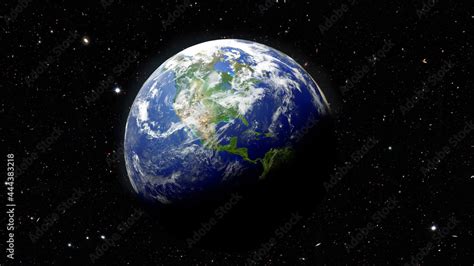 Earth Planet Over Starfield In Deep Space Science Fiction Fictional Cosmic Background With